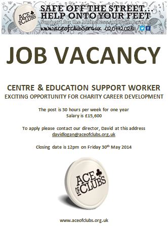 C&E Support Worker Ad | Ace of Clubs